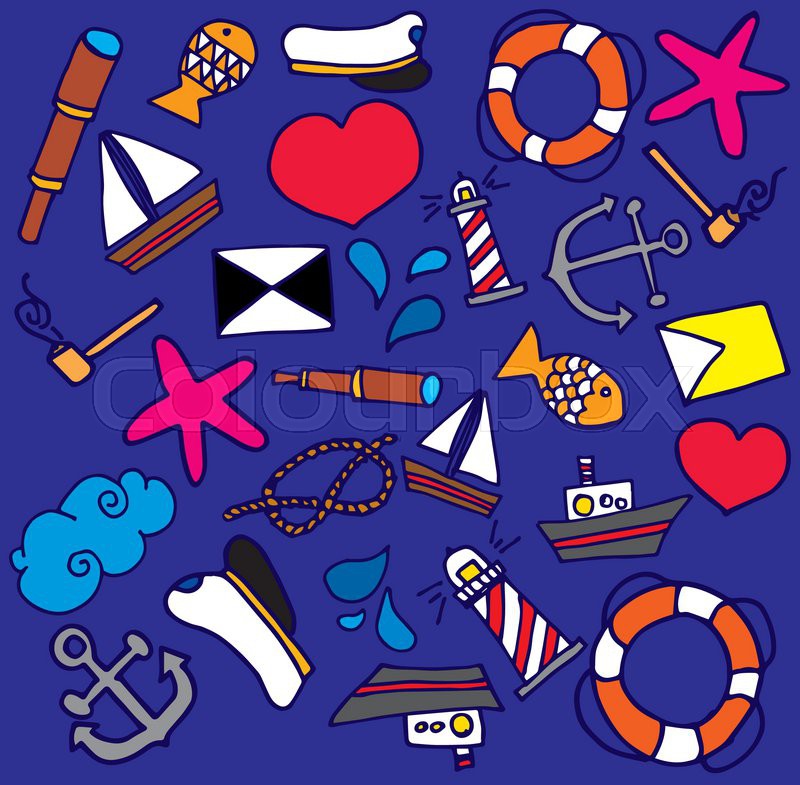 Cartoon illustration of several navy ... | Stock vector | Colourbox