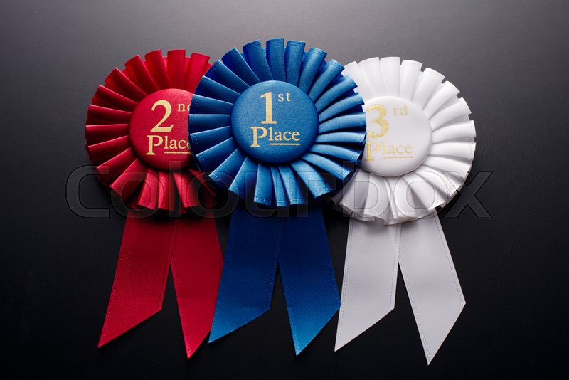 Second Place Ribbon Outline Blue