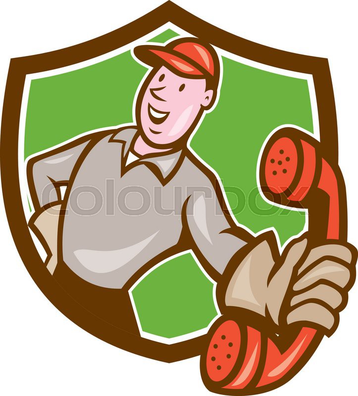 Illustration of telephone repairman ... | Stock vector | Colourbox