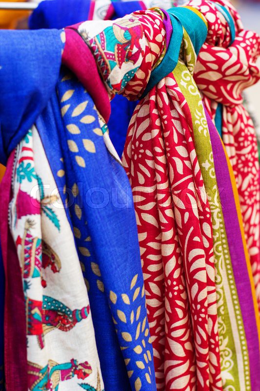 Various of colorful Indian cloth in ... | Stock image | Colourbox