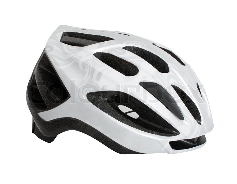 A white bicycle helmet on a white ... | Stock Photo | Colourbox