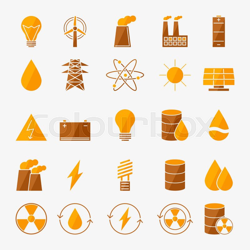 Energy icon set - vector yellow power ... | Stock vector | Colourbox