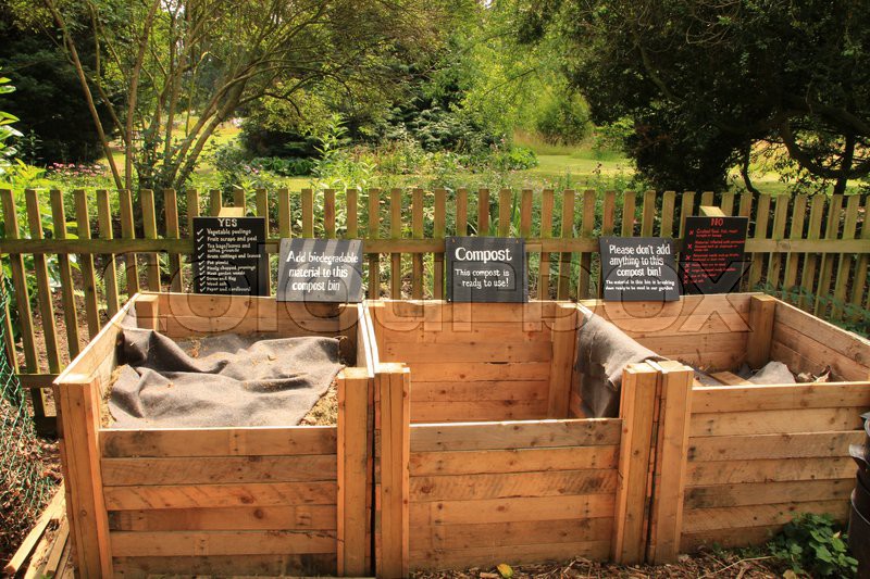 Separate waste in wooden boxes in ... | Stock image | Colourbox