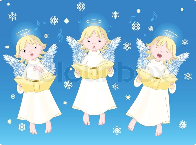 Christmas, singing, angel | Stock Vector | Colourbox