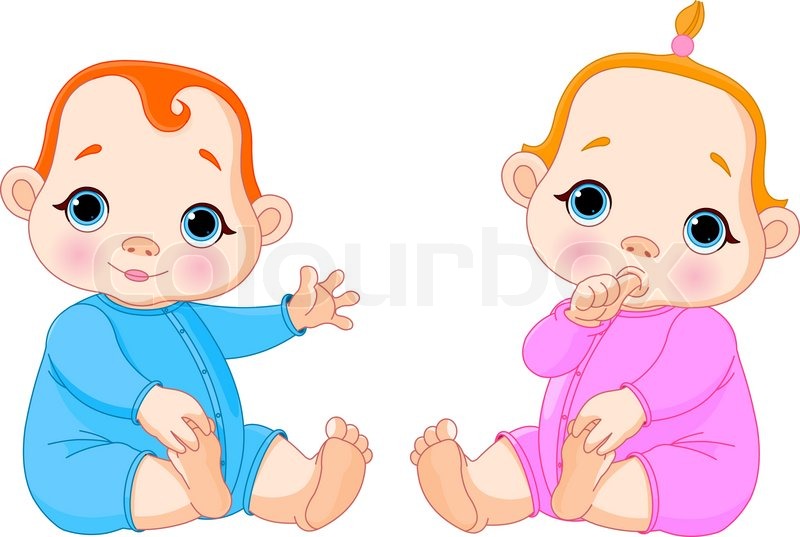 Illustration of two beautiful babies | Stock vector | Colourbox