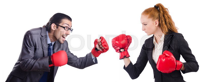 Two people boxing each other isolated on white | Stock Photo | Colourbox