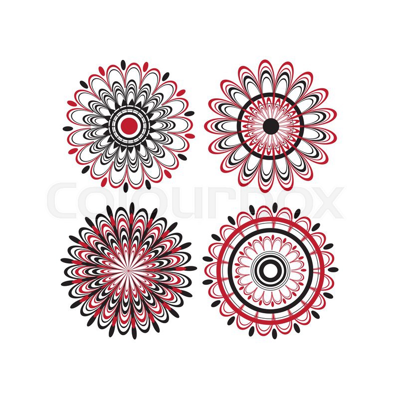 Collection of four maori flower ... | Stock vector | Colourbox