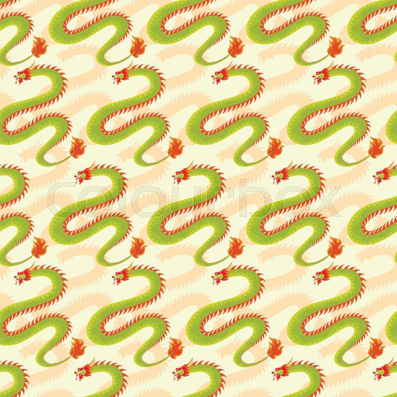 Dragon color seamless pattern flat ... | Stock vector | Colourbox