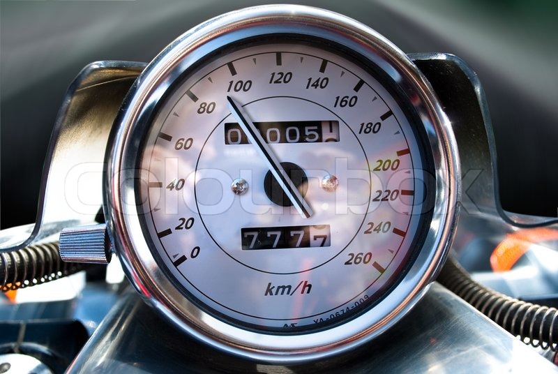 Tacho von Motorrad auf einer Landstraße ... | Stock Bild | Colourbox