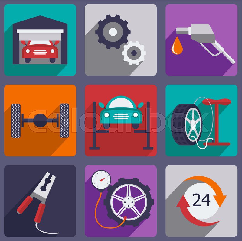 Car repair icons set with mechanic ... | Stock vector | Colourbox
