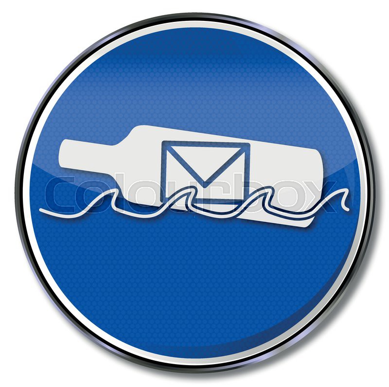 Schild mit Flaschenpost | Stock-Vektor | Colourbox