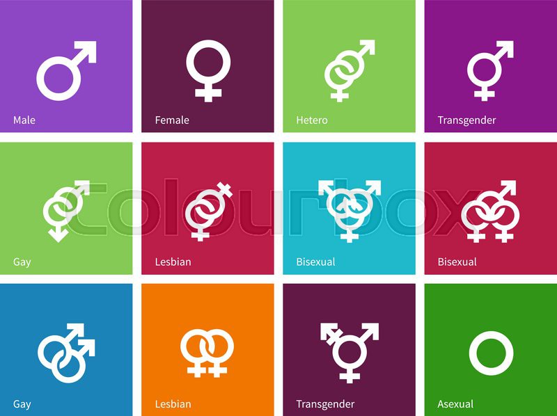 Gender identities icons on color ... | Stock vector | Colourbox