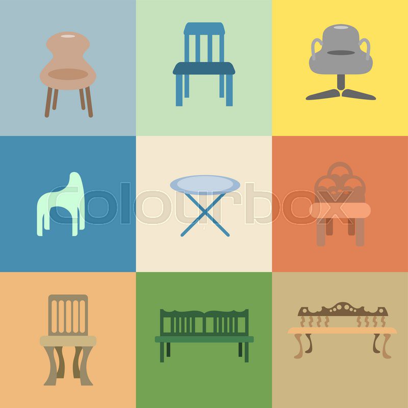 Set of chair vector cartoon | Stock vector | Colourbox