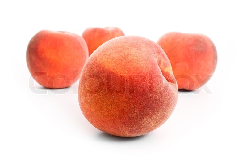 Close up shot of peaches isolated on ... | Stock image | Colourbox