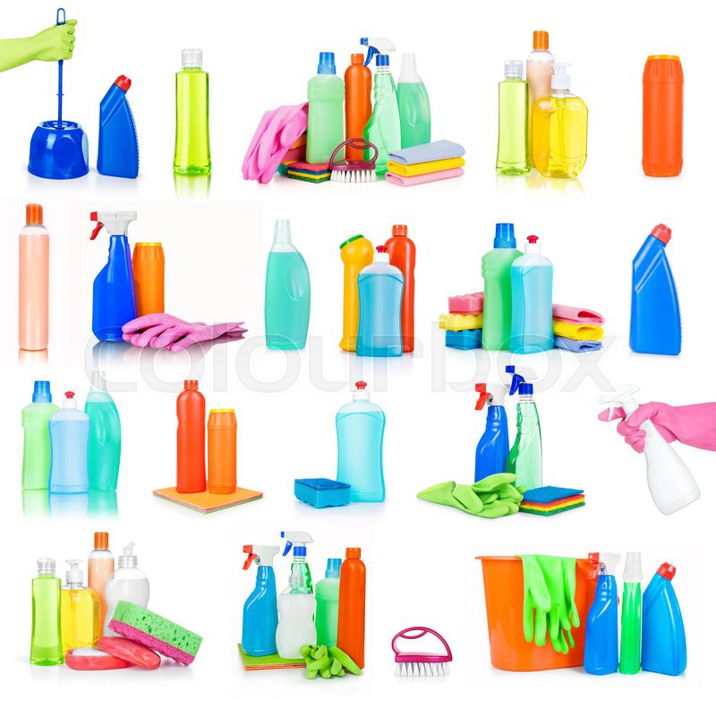 Set of Cleaning supplies isolated on ... | Stock image | Colourbox