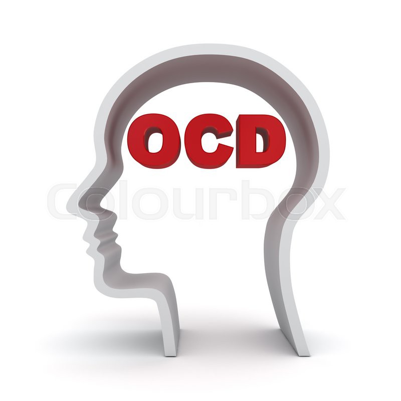 Head shape with red ocd text or ... | Stock image | Colourbox