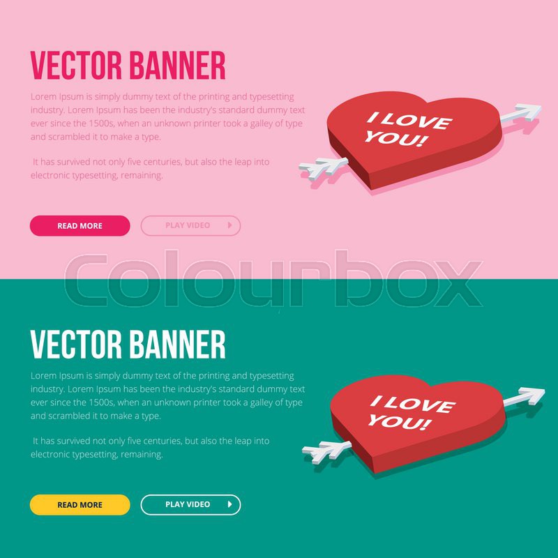 Set of 2 love banners for web ... | Stock Vector | Colourbox