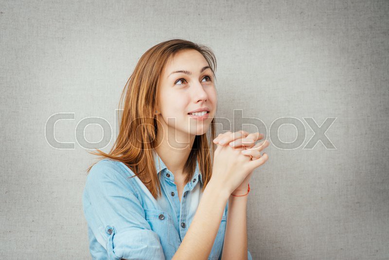 Female gesture prayer, conversation ... | Stock image | Colourbox