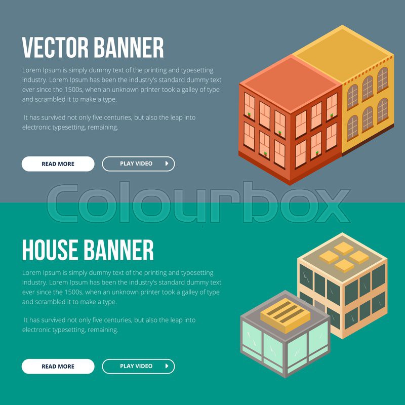 Estate vector banner with houses. Flat ... | Stock vector | Colourbox