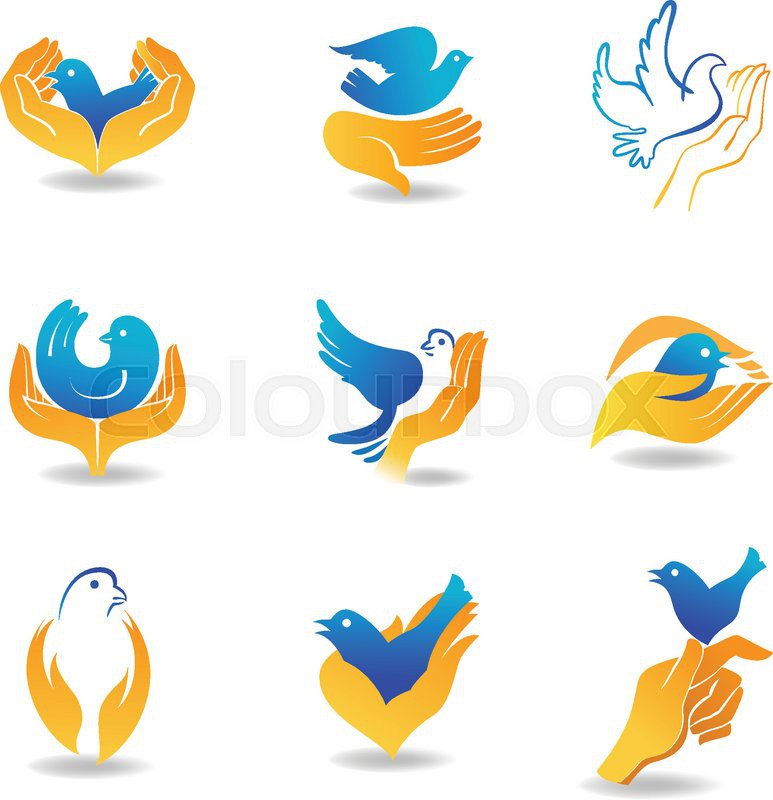 Design elements bird in hands, which ... | Stock vector | Colourbox