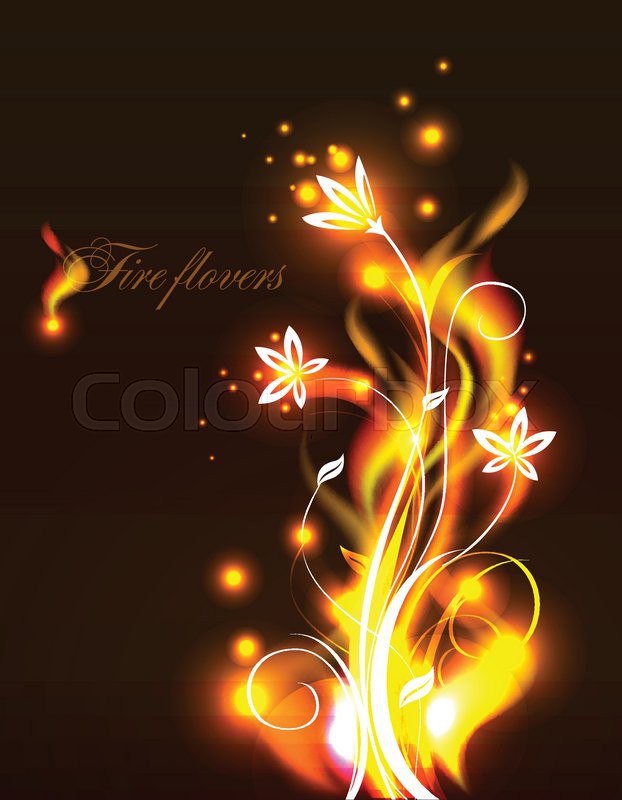 Vector background with beautiful flowers as fire flames, eps 10 | Stock ...