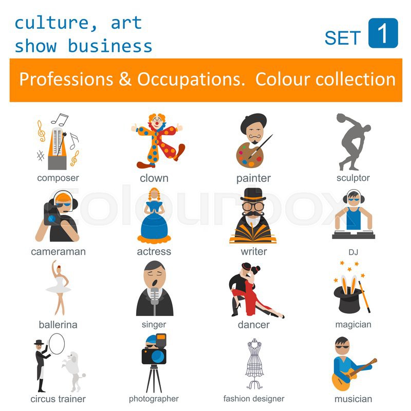 Professions and occupations outline ... | Stock vector | Colourbox