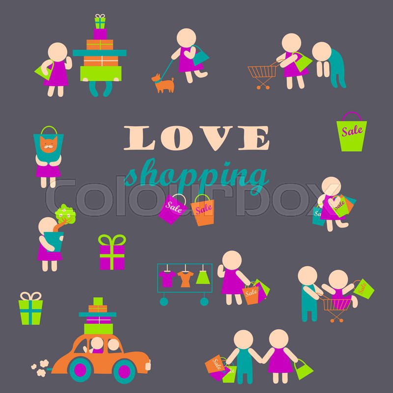 Set of shopping people icons. Vector ... | Stock vector | Colourbox