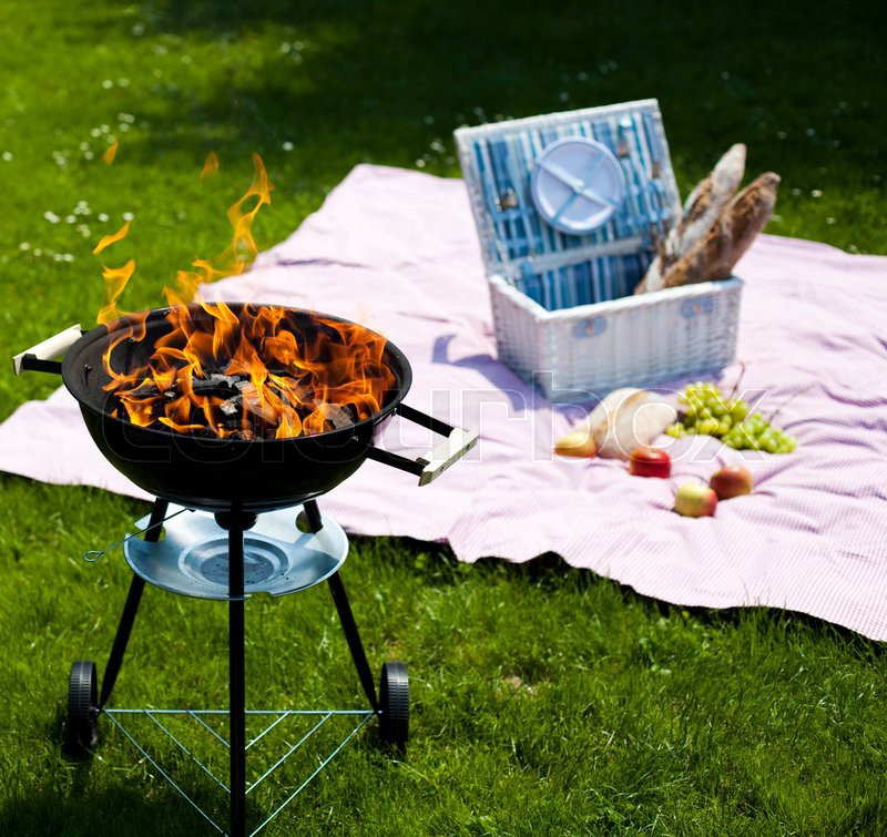 Barbecue a hot summer evening, Grilling | Stock image | Colourbox