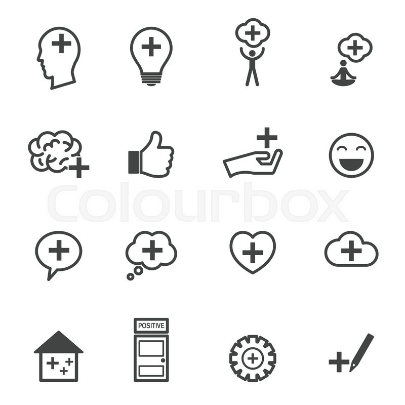 Think positive icons, mono vector ... | Stock Vector | Colourbox