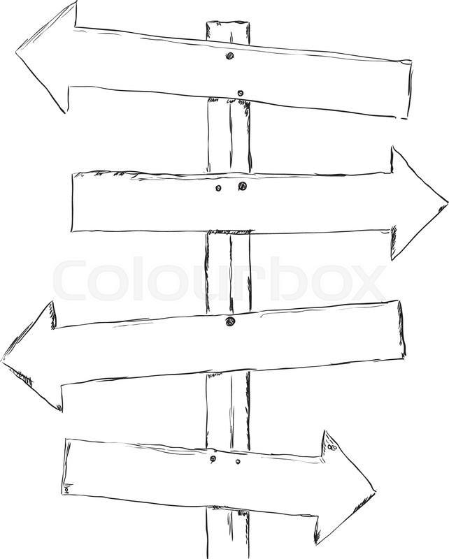 Drawing wooden signpost. For design ... | Stock vector | Colourbox