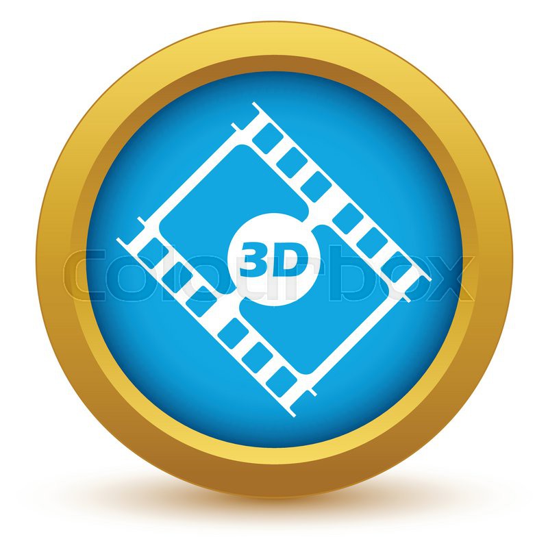 Gold 3d film icon on a white ... | Stock vector | Colourbox