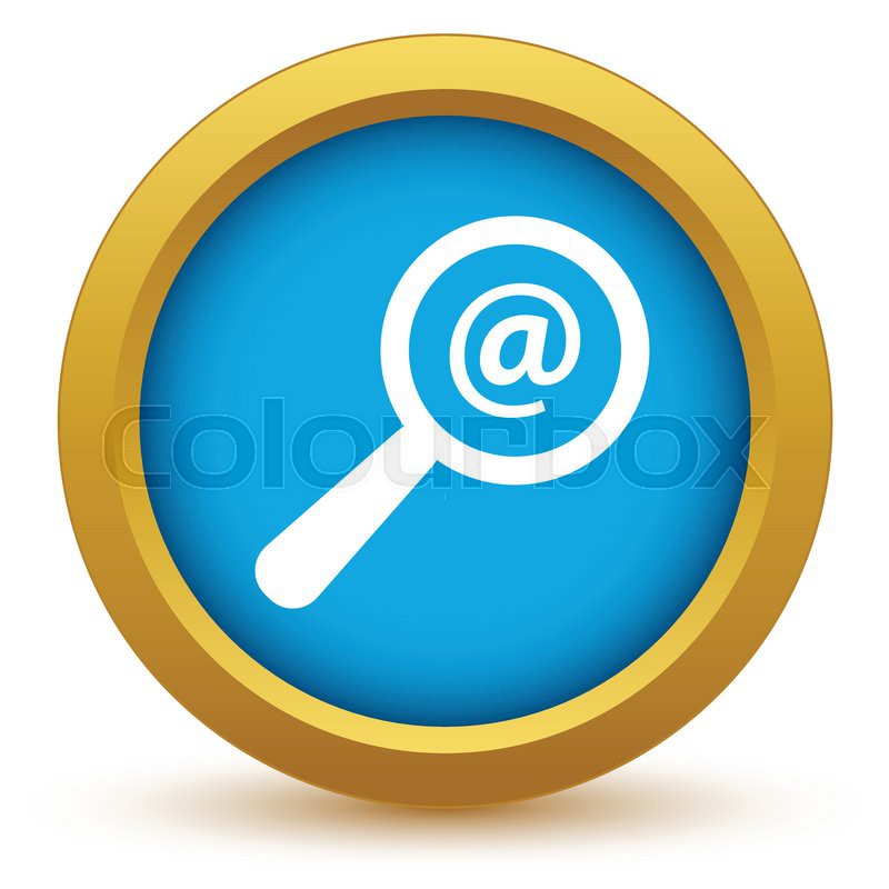 Gold search mail icon on a white ... | Stock vector | Colourbox