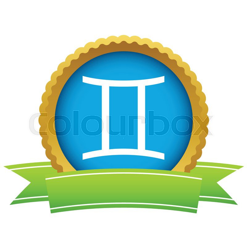 Gold Gemini logo on a white background. Vector illustration | Stock ...