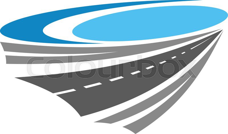 Road or highway color icon near blue ... | Stock vector | Colourbox