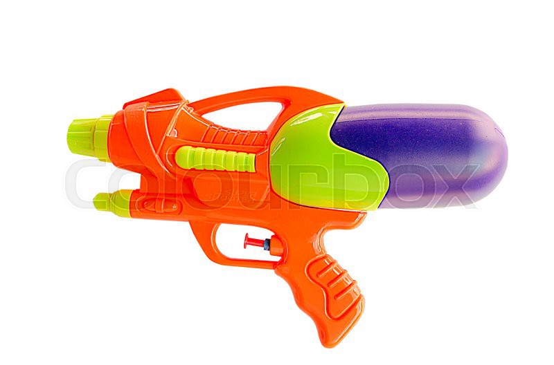 Plastic water gun isolated on white ... | Stock image | Colourbox