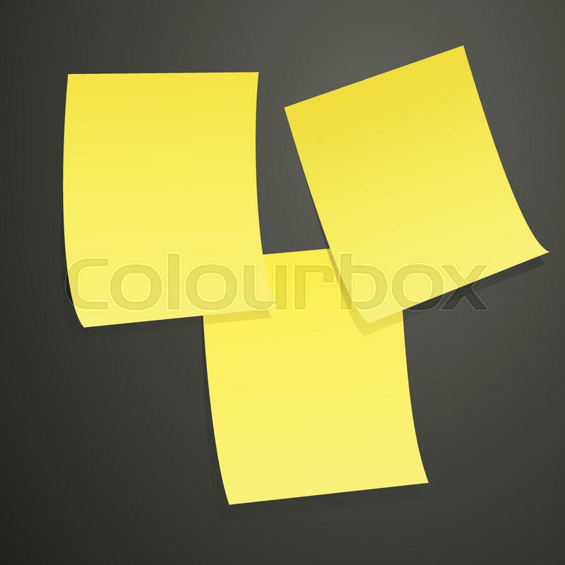 Yellow notes on black board stationary ... | Stock vector | Colourbox