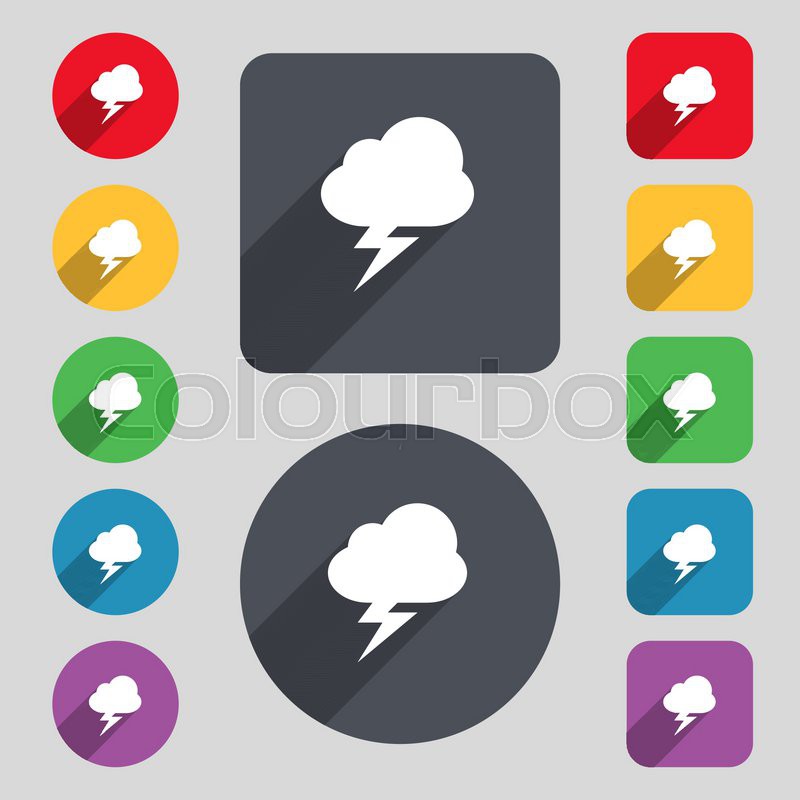 Storm icon sign. A set of 12 colored ... | Stock vector | Colourbox