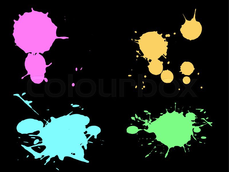 4 Hi colour Neon Splats with low Poly ... | Stock vector | Colourbox