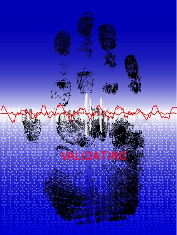 Hand placed on a biometric scanner - ... | Stock vector | Colourbox