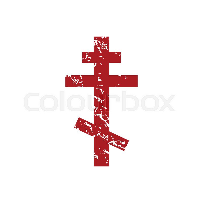 Red grunge orthodoxy logo on a white ... | Stock vector | Colourbox