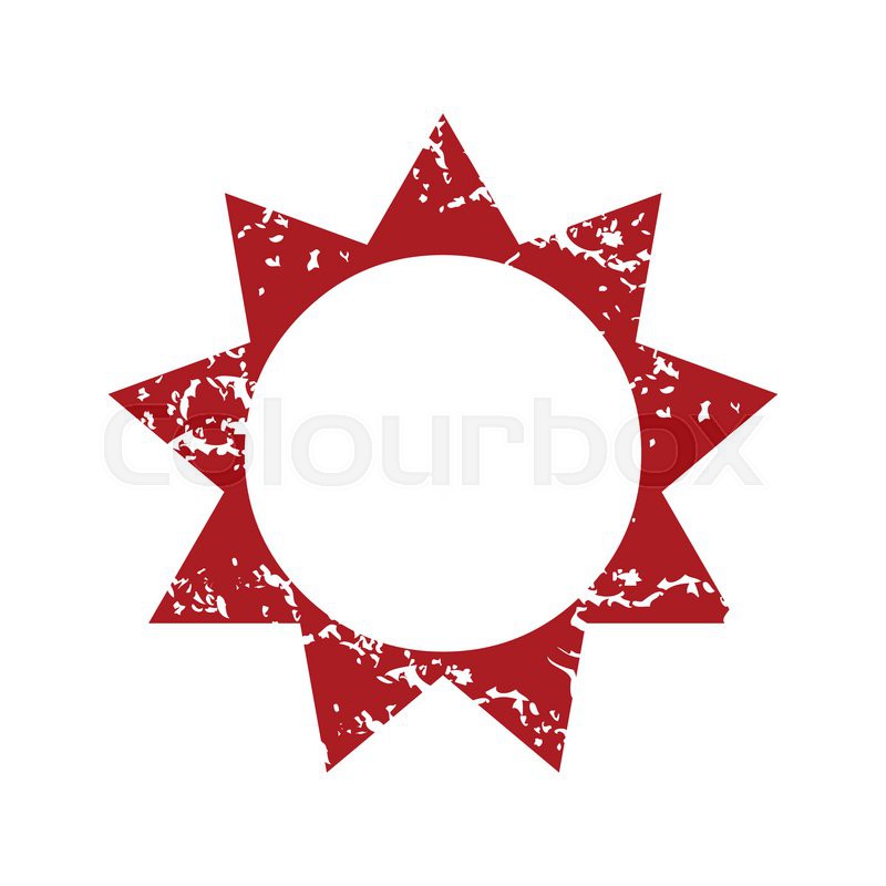 Red grunge sun logo on a white ... | Stock vector | Colourbox
