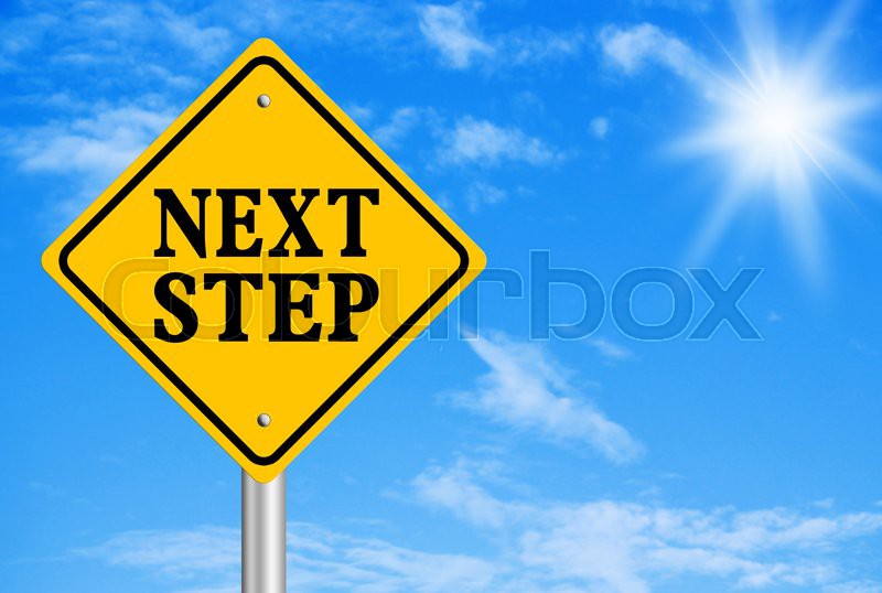 Next Step abstract is on road sign with ... | Stock image | Colourbox
