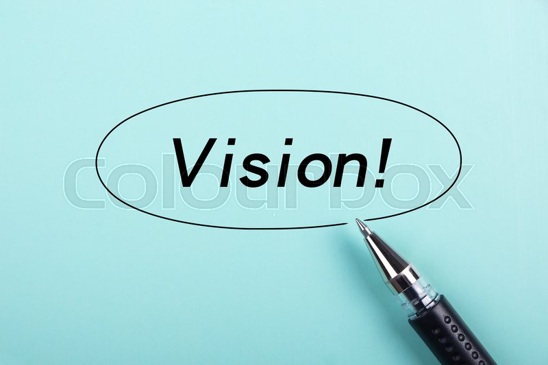 Vision text is on blue paper with black ... | Stock image | Colourbox