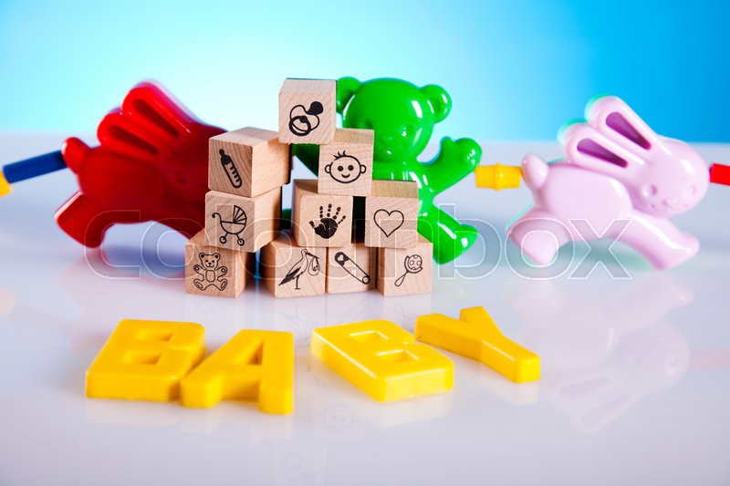 Baby blocks set, bright tone vivid ... | Stock Photo | Colourbox