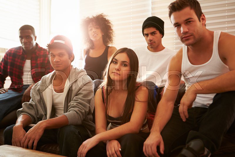 Portrait Of Gang Members Sitting On ... | Stock image | Colourbox