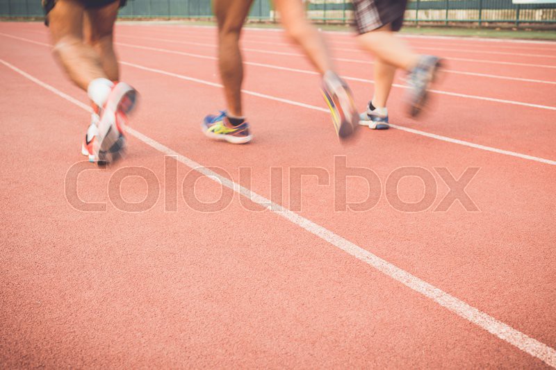 Close up Running track with blur of ... | Stock image | Colourbox