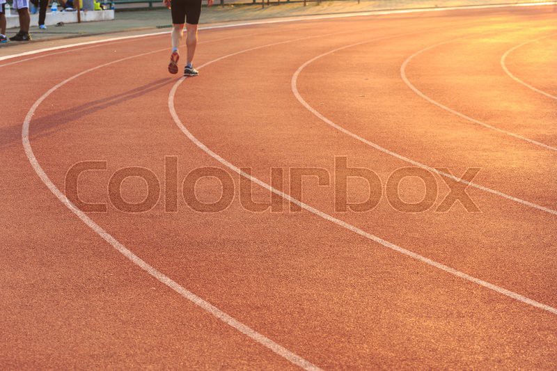 Close up Running track with blur of ... | Stock image | Colourbox