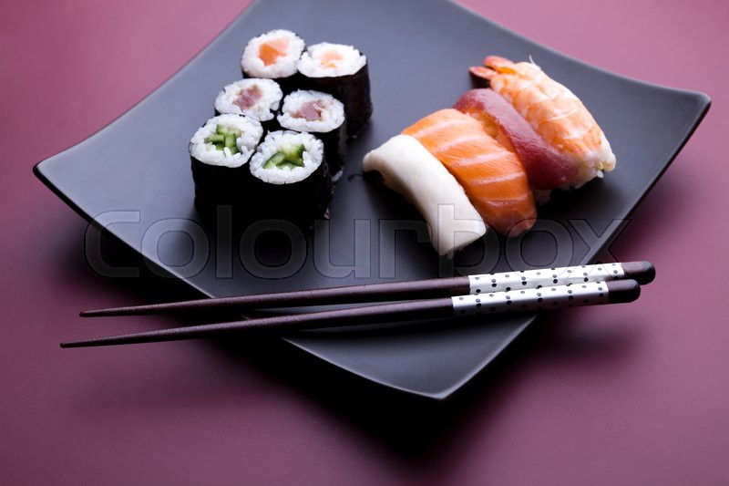 Collection of sushi, oriental cuisine ... | Stock image | Colourbox