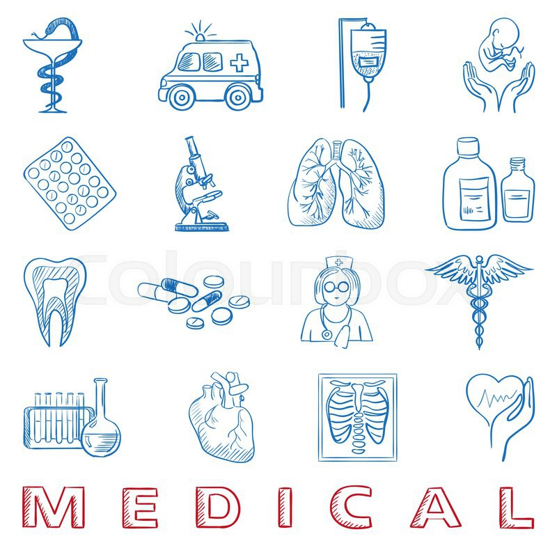 Hand draw doodle. Health care and ... | Stock vector | Colourbox