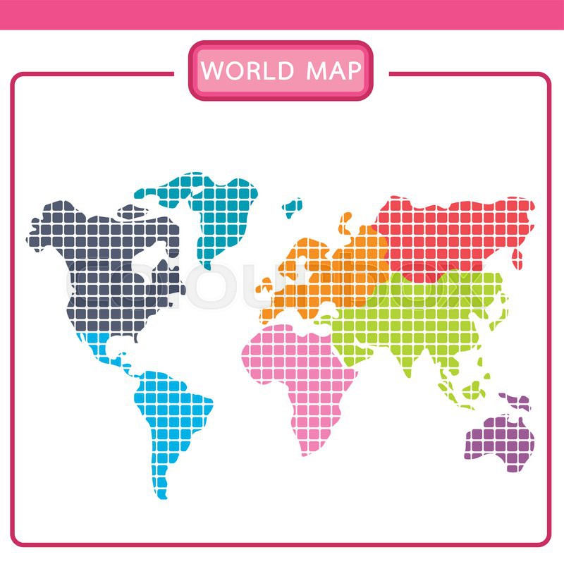Graphic image of the world map divided ... | Stock vector | Colourbox